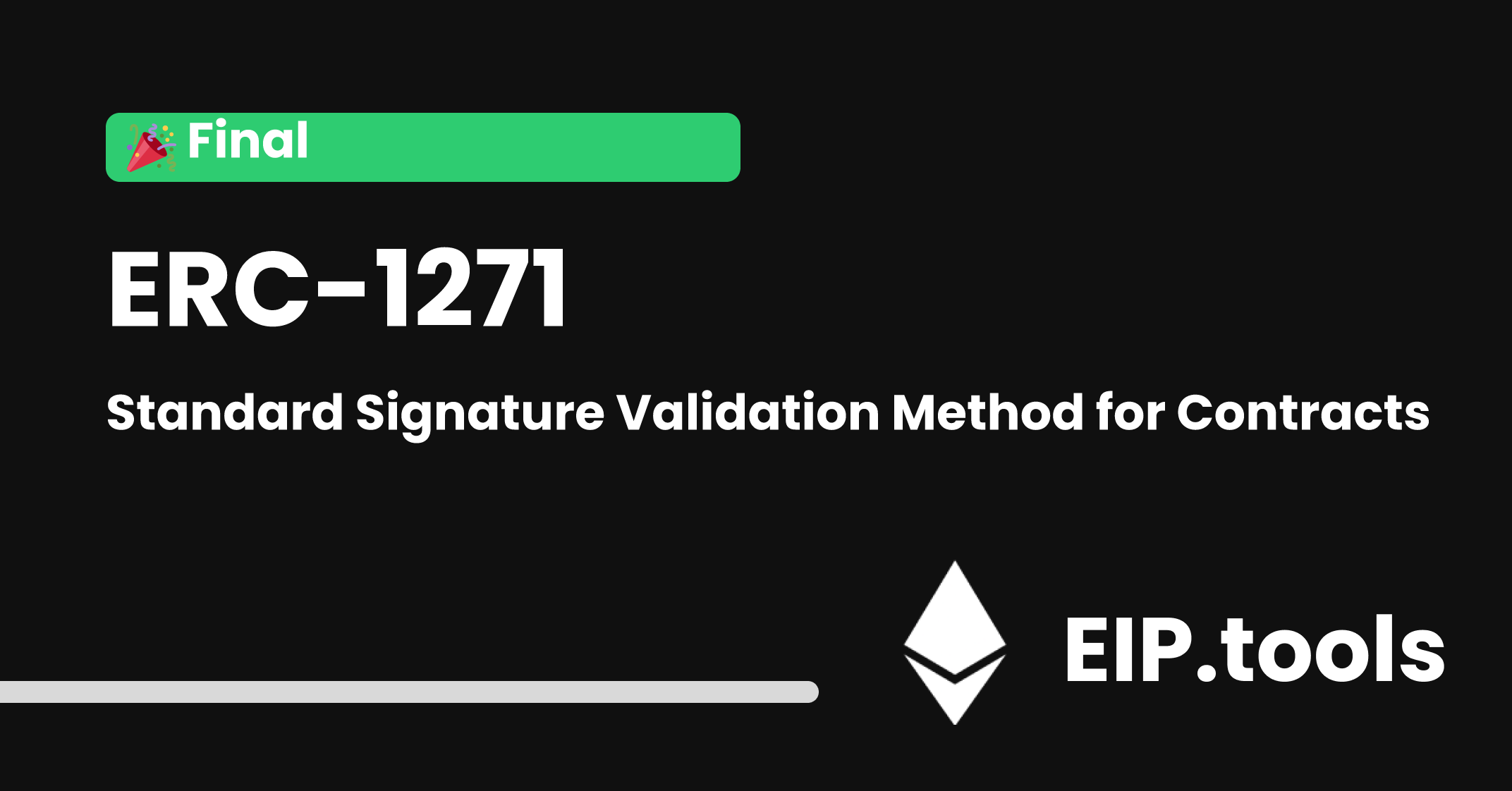 ERC-1271: Standard Signature Validation Method for Contracts | EIP.tools