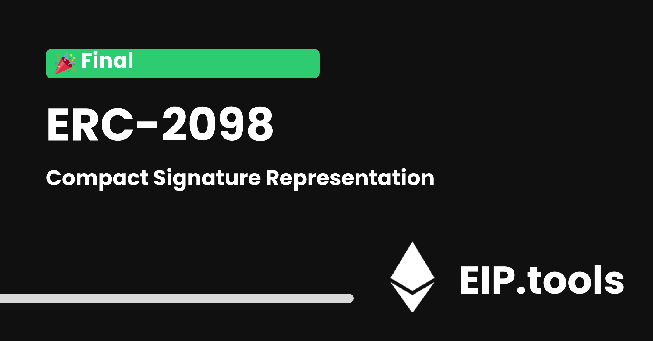 ERC-2098: Compact Signature Representation | EIP.tools