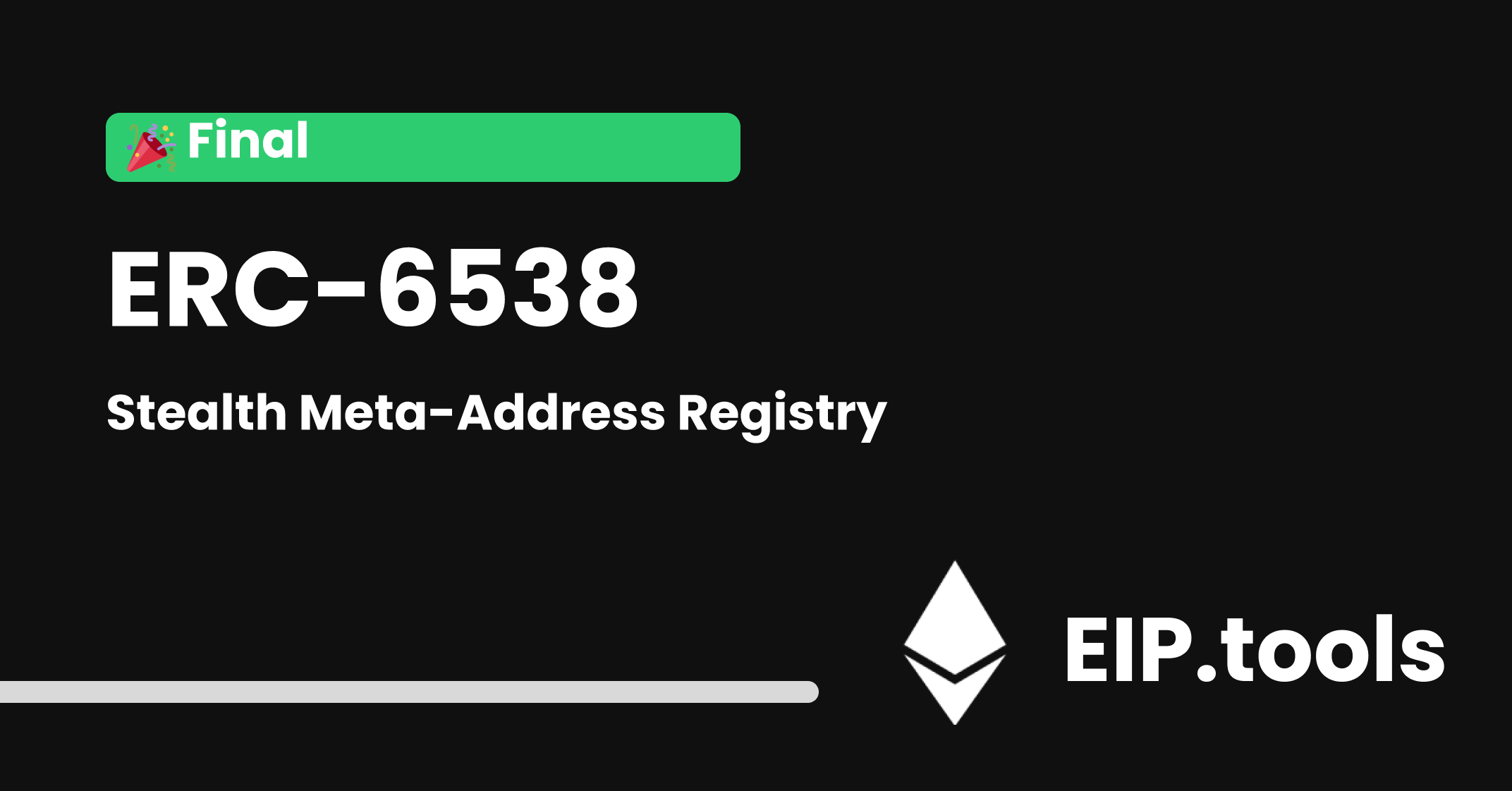 ERC-6538: Stealth Meta-Address Registry | EIP.tools